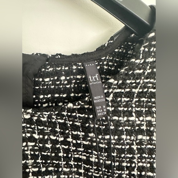 Zara | Tops | Nwt Zara Trf Collection Tweed Crop Top With Faux Leather ...